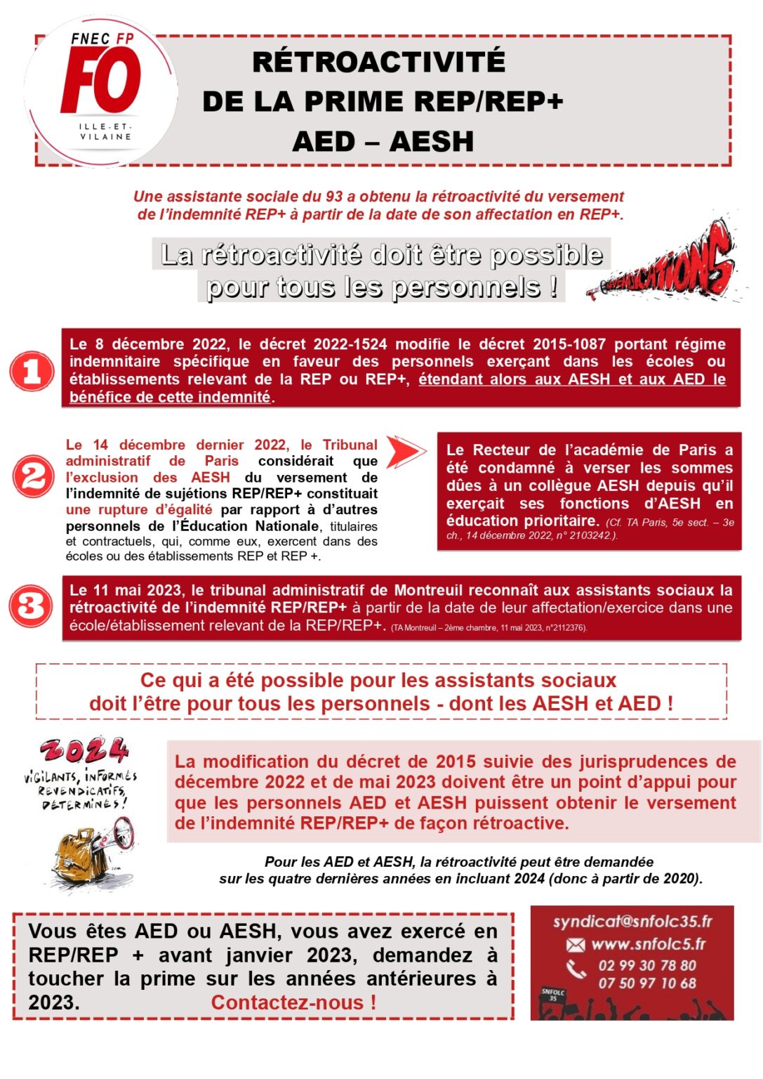 AED et AESH : demandez la rétroactivité de votre prime REP/REP+ – SNFOLC 35